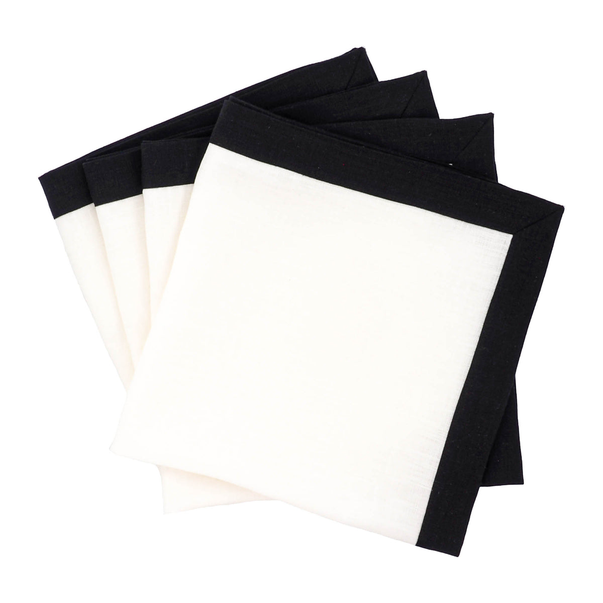 Linen Napkins Black Double-Sided Borders - Set of 4 | Chouchou Touch