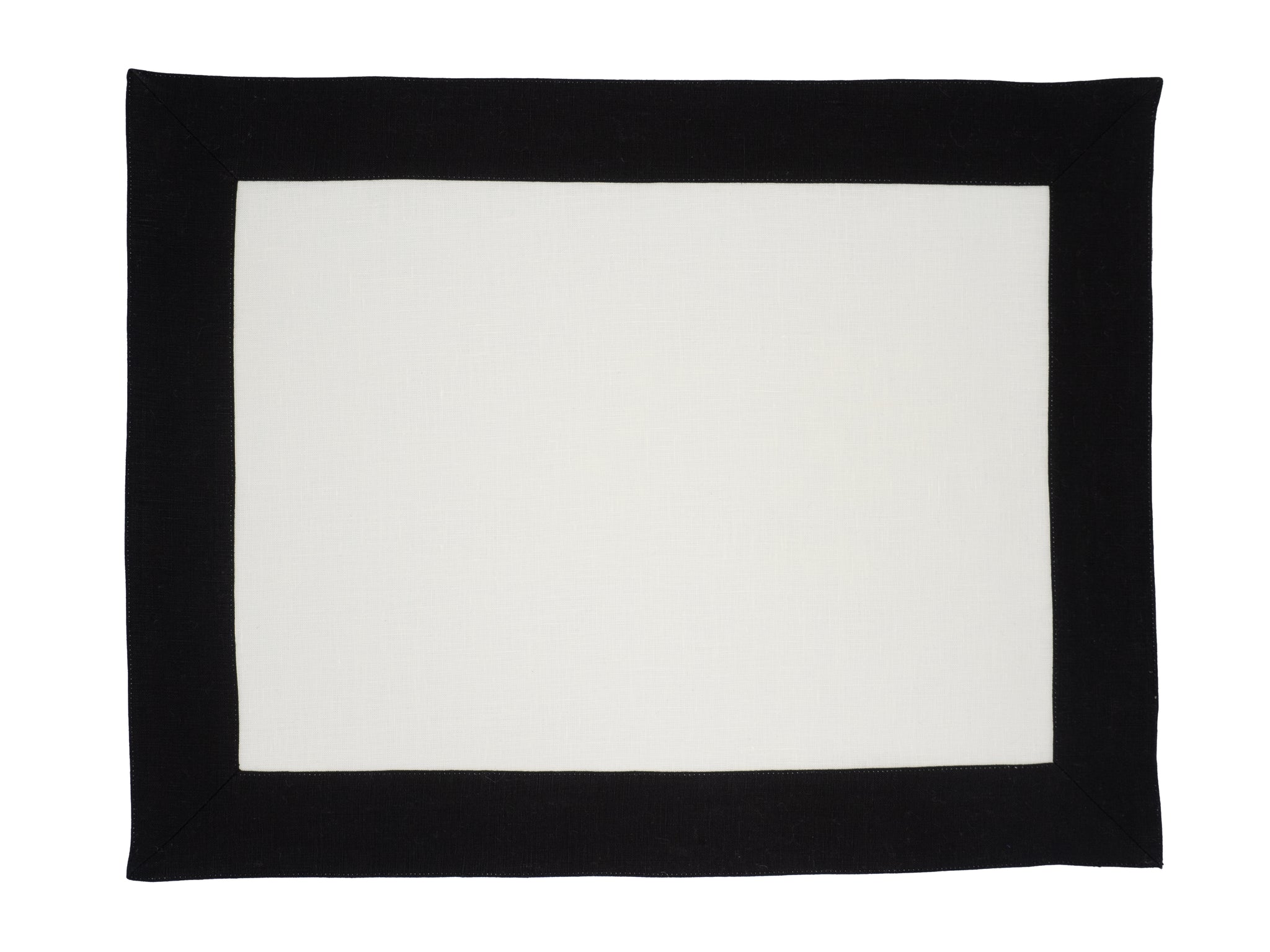 White Linen Placemats with Black Borders - Set of 4 | Chouchou Touch